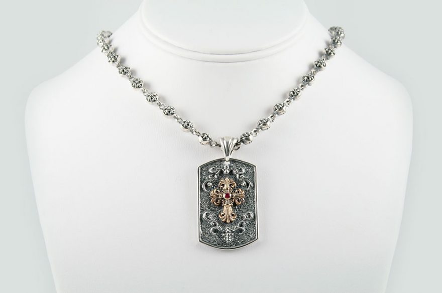 Cherokee Native American Turquoise Beaded Silver Necklace BNK-174