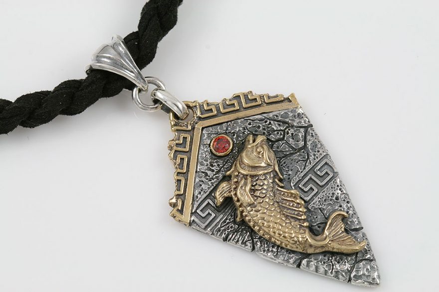 Queen Koi Fish 2 Tone Bronze & Silver Pendant PT-074