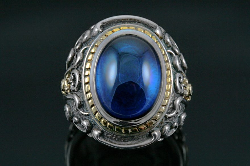 Baron Blue Sapphire Silver Ring MR-030B