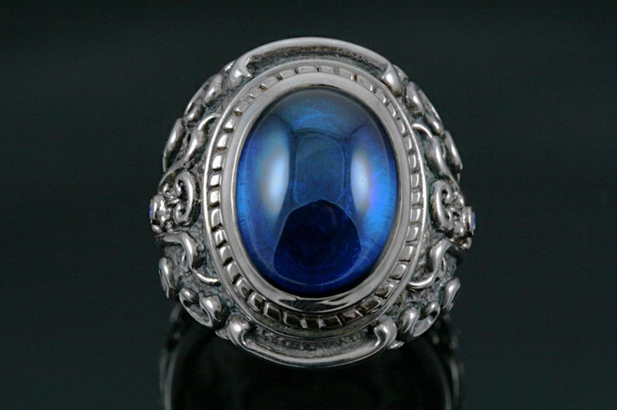Baron Blue Sapphire Silver Ring MR-030SB
