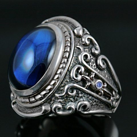 Baron Blue Sapphire Silver Ring MR-030SB