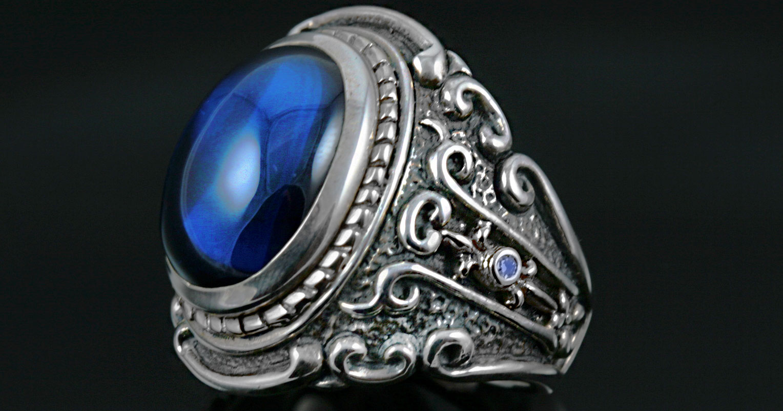 Baron Blue Sapphire Silver Ring MR-030SB