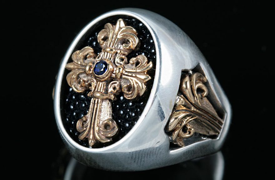 Cardinal Gold Cross Signet Ring MR-025G