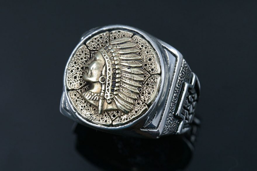 Cherokee Native American Oxidized Silver Ring MR-141