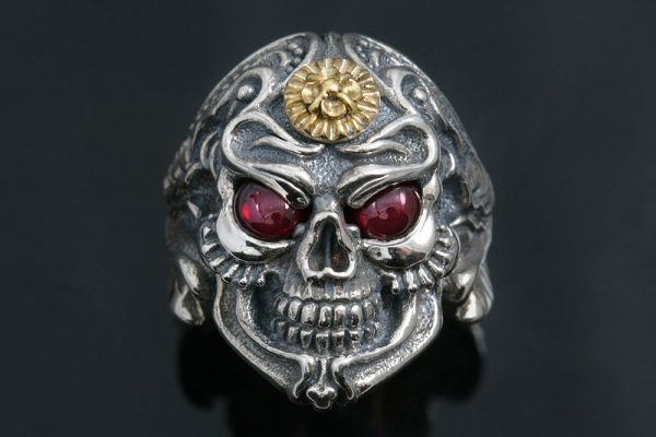 Japanese Samurai Skull Gold & Silver 2 Tone Ring MR-129G