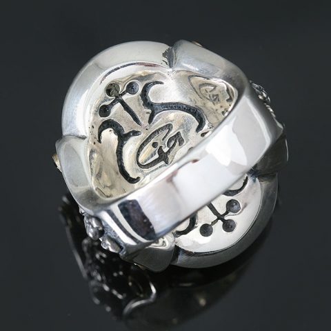 King Ring Heraldic Rampant Lion Red Corundum Silver Ring MR-119R