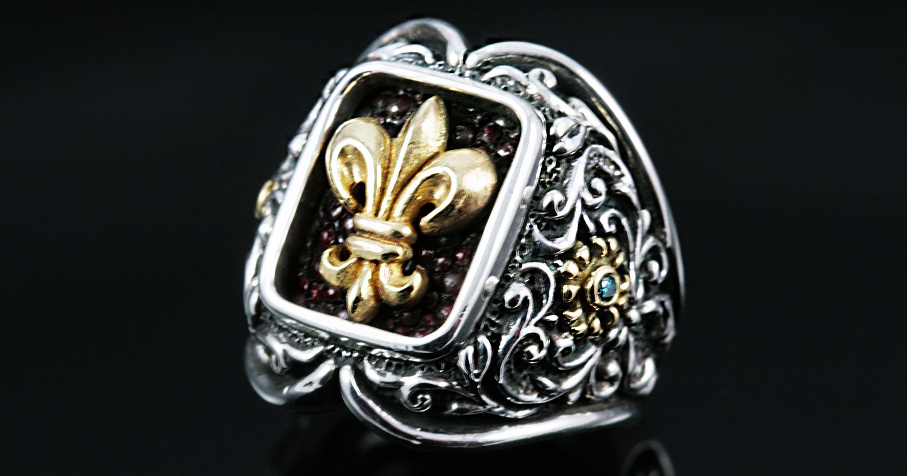 Ludovic Baroque Style Silver Ring MR-024