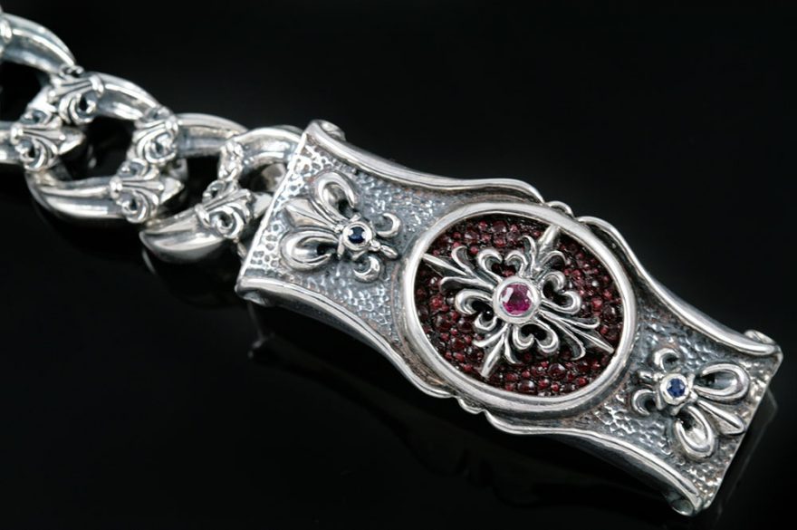 Maximus Cross Chain Link Silver Bracelet BR-003