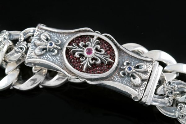 Maximus Cross Chain Link Silver Bracelet BR-003