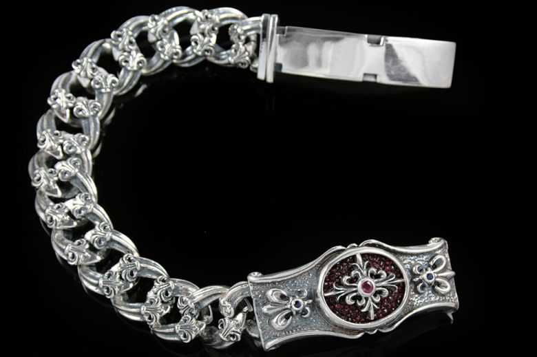 Maximus Cross Chain Link Silver Bracelet BR-003