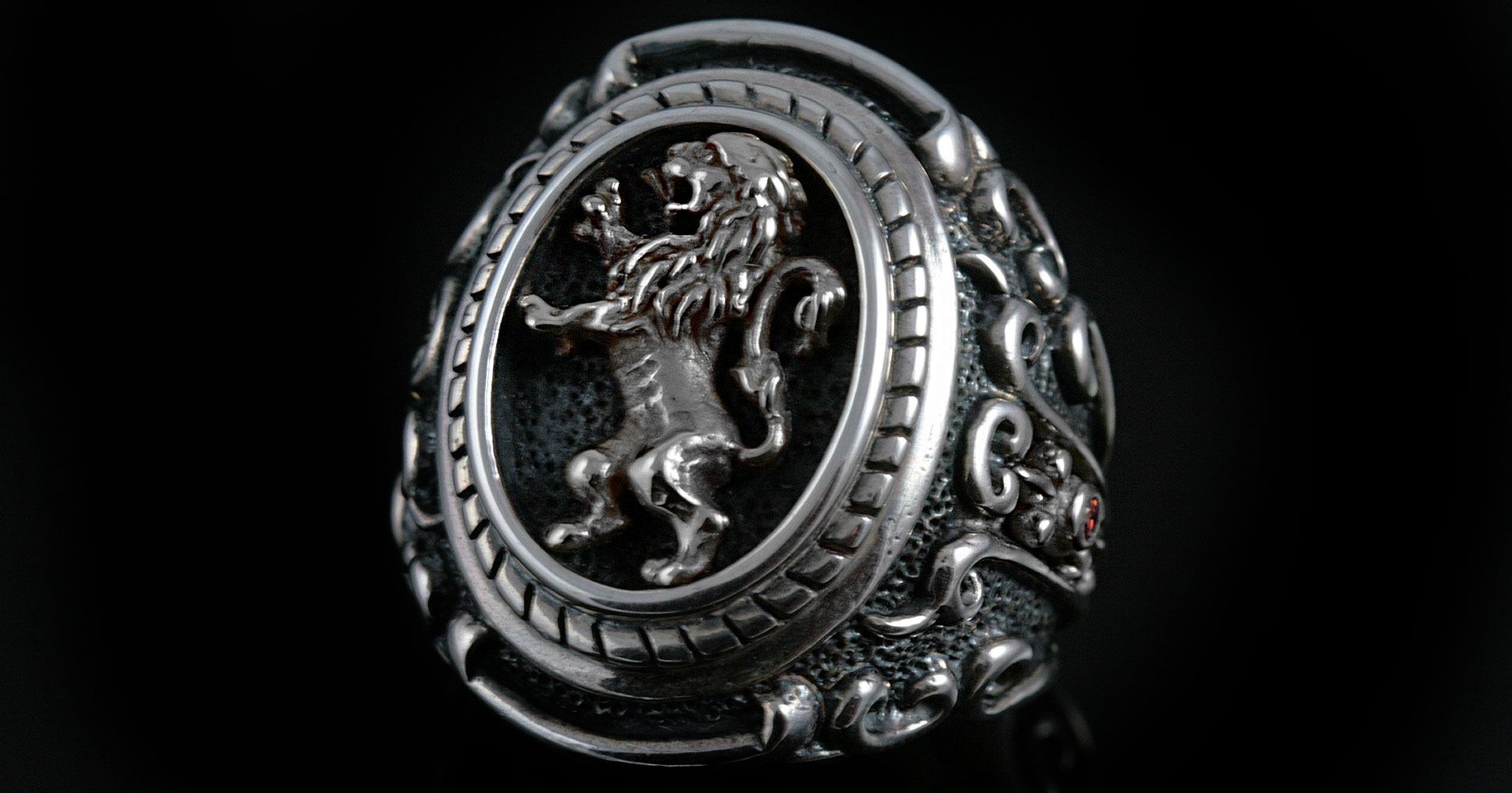 Rampant Silver Lion Heraldry Silver Ring MR-23S