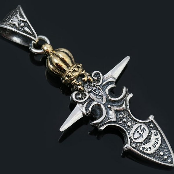 Rasputin Crown Skull & Arrows Silver Pendant PN-032