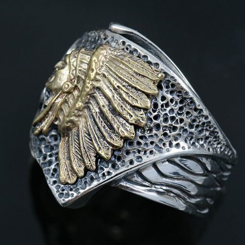 Sioux Native American Oxidized Silver Ring MR-140