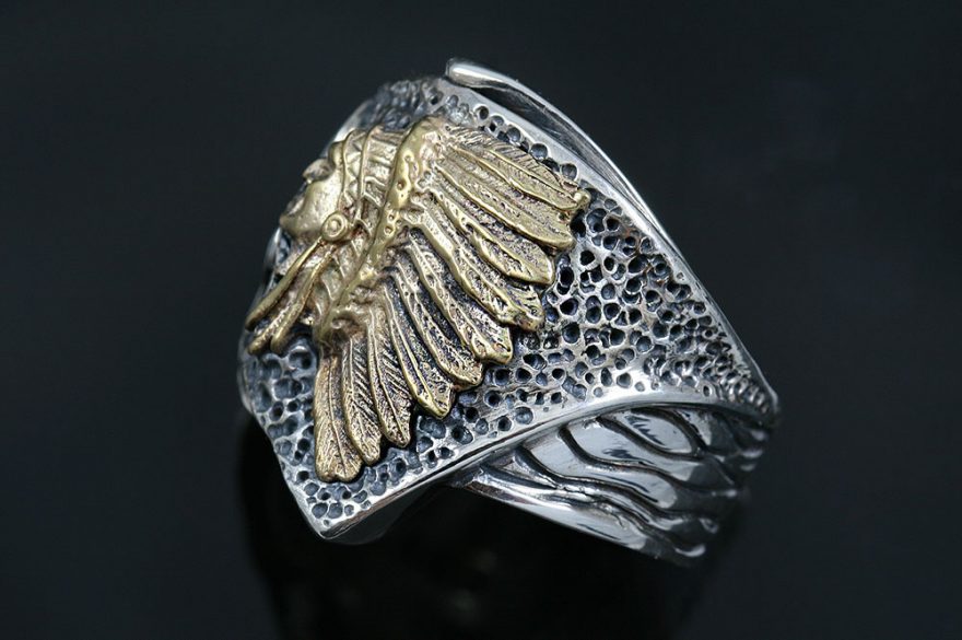 Sioux Native American Oxidized Silver Ring MR-140