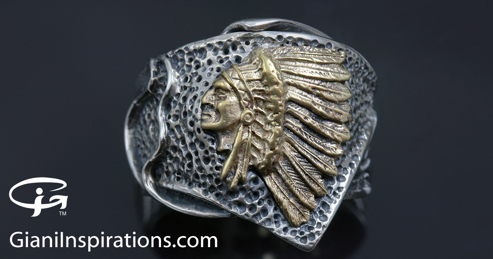 Sioux Native American Oxidized Silver Ring MR-140